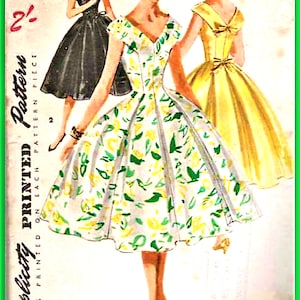 PDF Vintage Sewing Pattern, Ladies Princess One Piece Dress With Low V ...