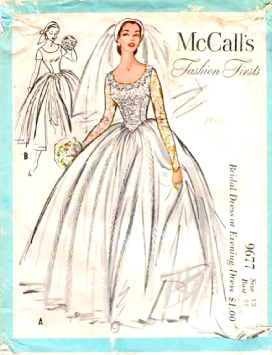 PDF Vintage Mccalls Sewing Pattern 9677, Wedding Dress, Bridal, Evening ...
