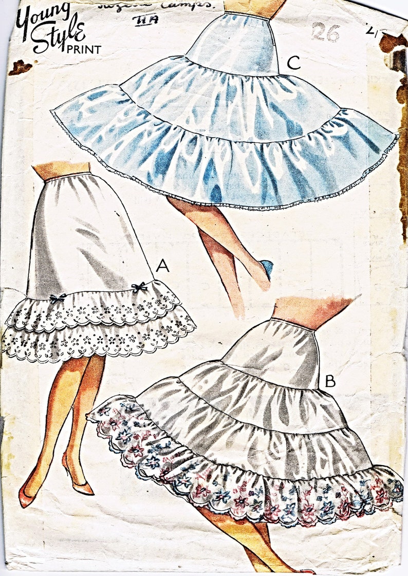 Vintage 1950 S Sewing Pattern Young Style Print Petticoats , Tiered and ...