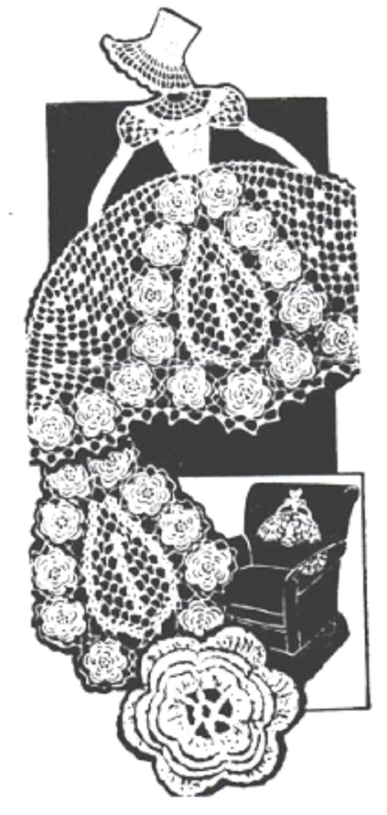 PDF Irish Crochet Pattern ,medallions Crinoline Doily Chair Back Set ...