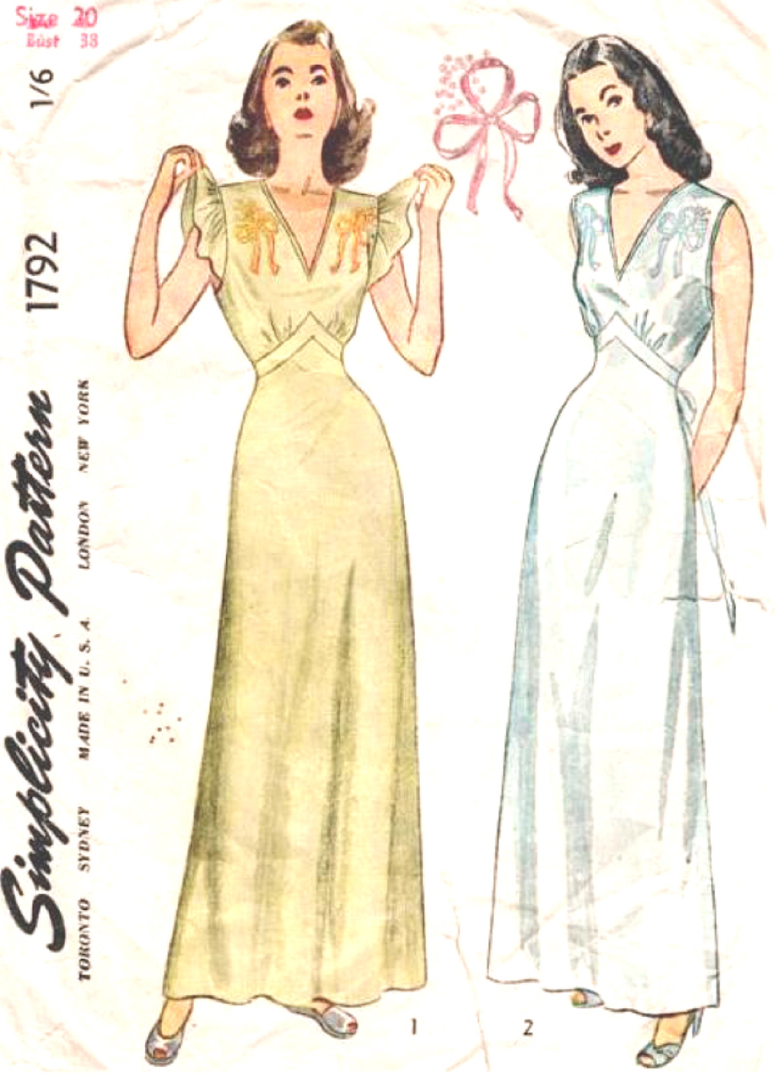 PDF Vintage Simplicity Sewing Pattern 1792 Size 20 Bust 38 Ins Ladies ...