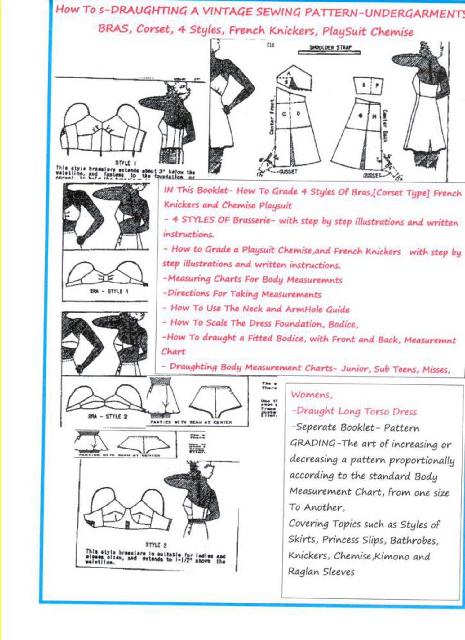 Pdf Grading, Draughting, Resizing, Adjusting, Vintage Dress Sewing ...