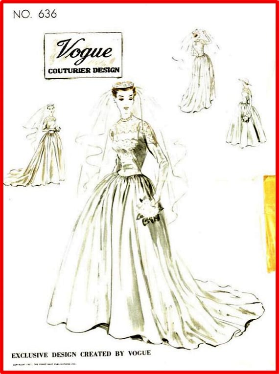 PDF Vintage Vogue No.636sewing Pattern Wedding Dress Bridal | Etsy