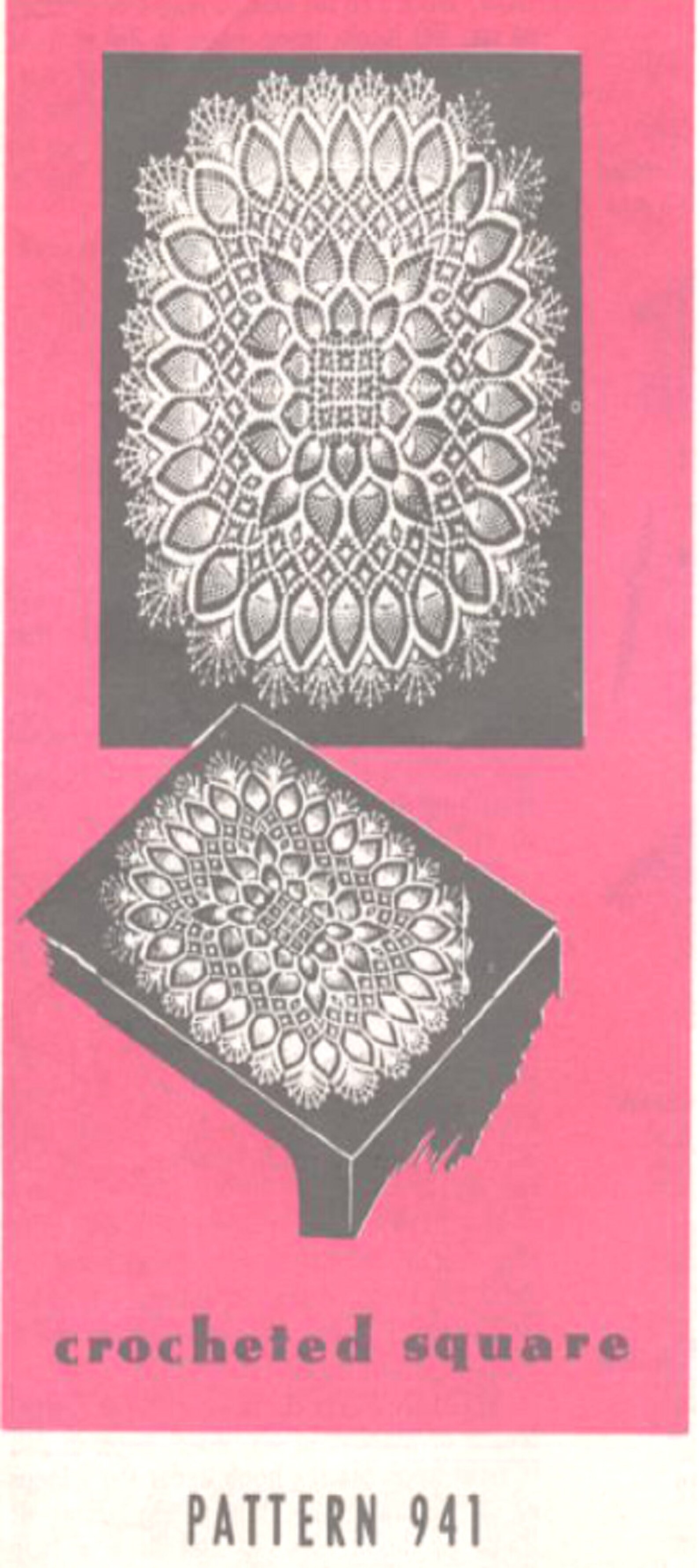 PDF Crochet Pattern, Rectangular Pineapple Tablecloth , Size 23-34ins ...