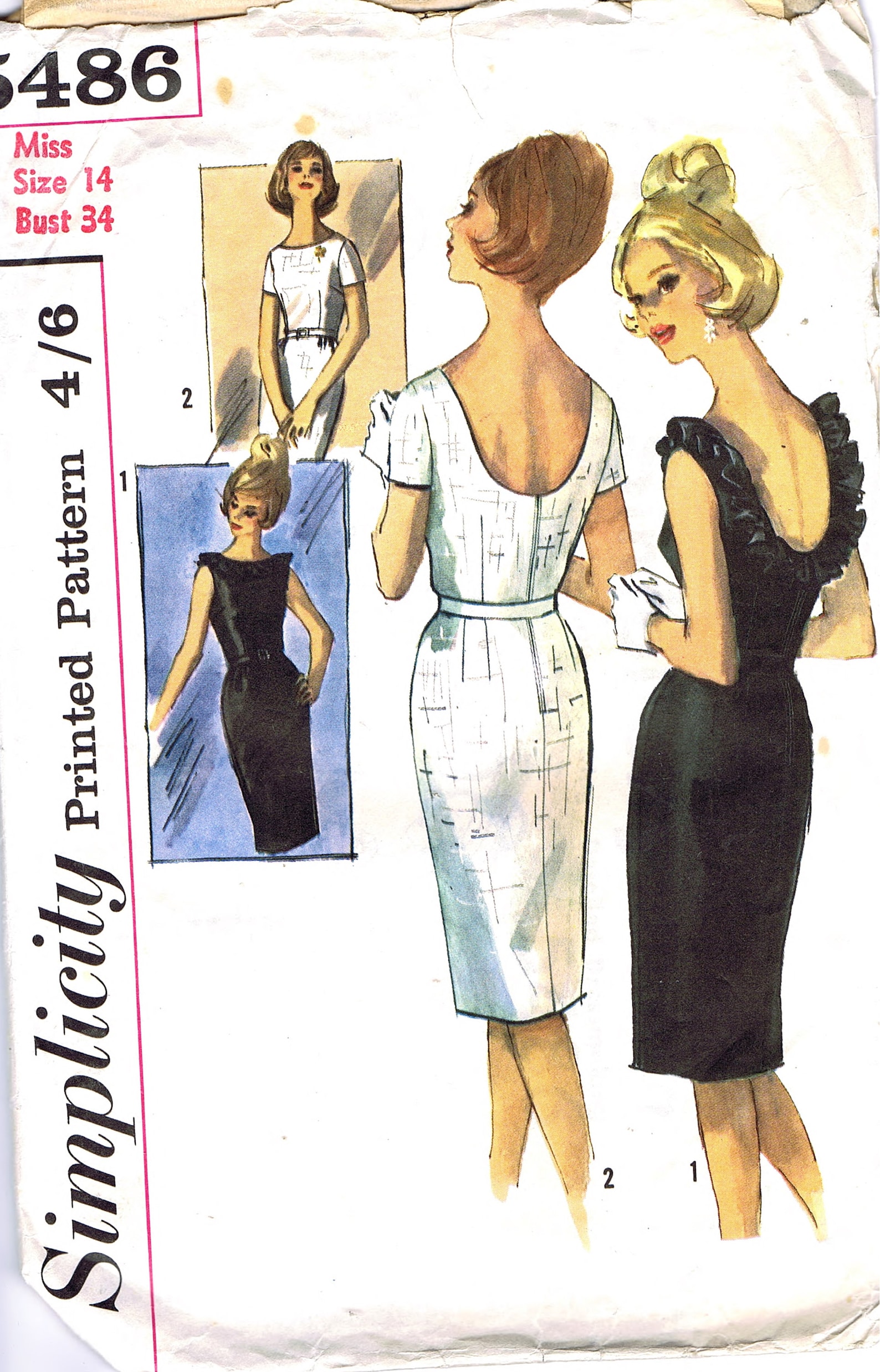 Vintage Simplicity Sewing Pattern 5486 Womens Pencil Sheath Dresses ...