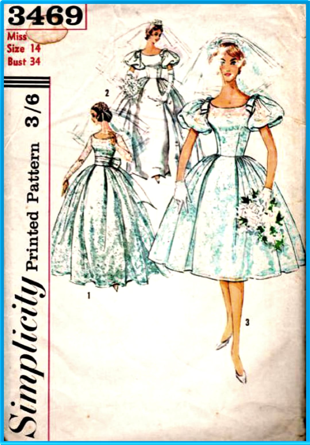 PDF Simplicity 3469 Vintage Sewing Pattern, Wedding Dress,prom Dress in ...
