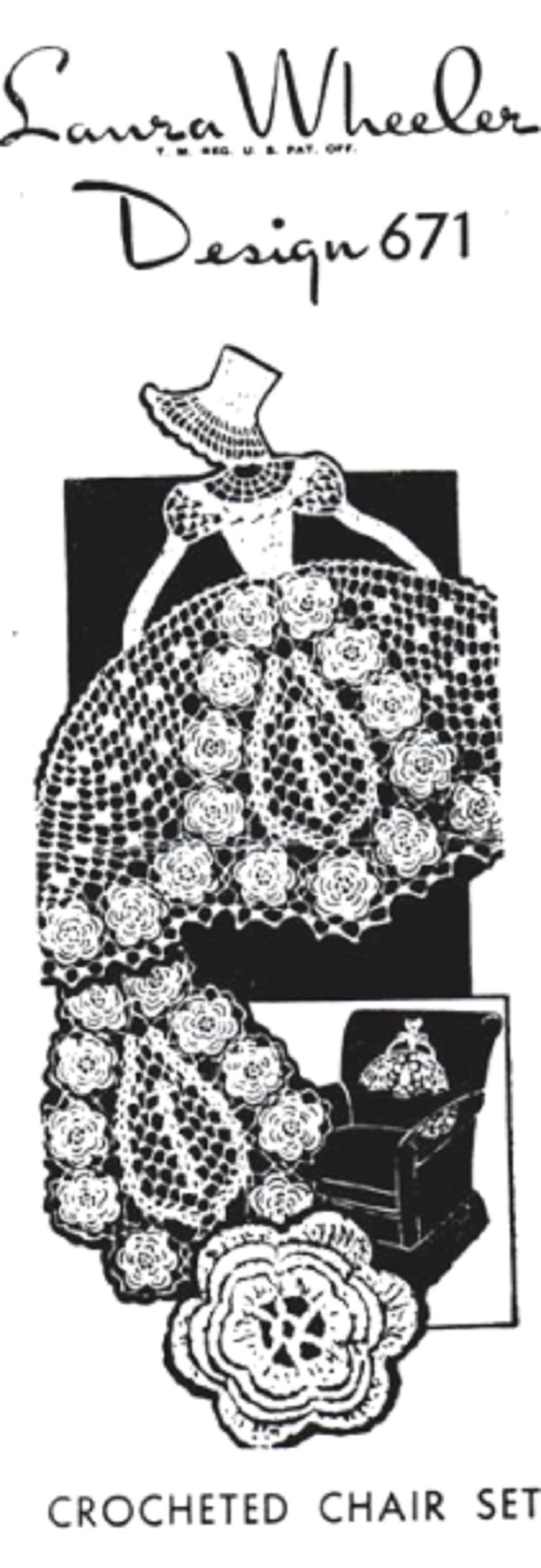 PDF Irish Crochet Pattern ,medallions Crinoline Doily Chair Back Set ...