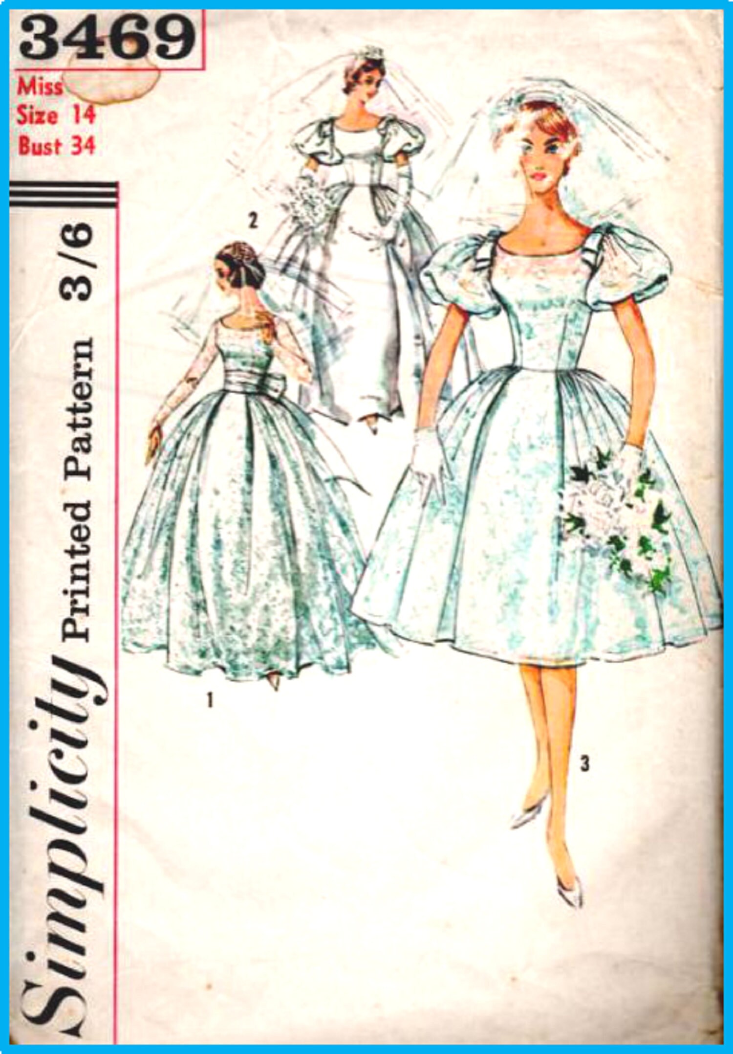 PDF Simplicity 3469 Vintage Sewing Pattern, Wedding Dress,prom Dress in ...