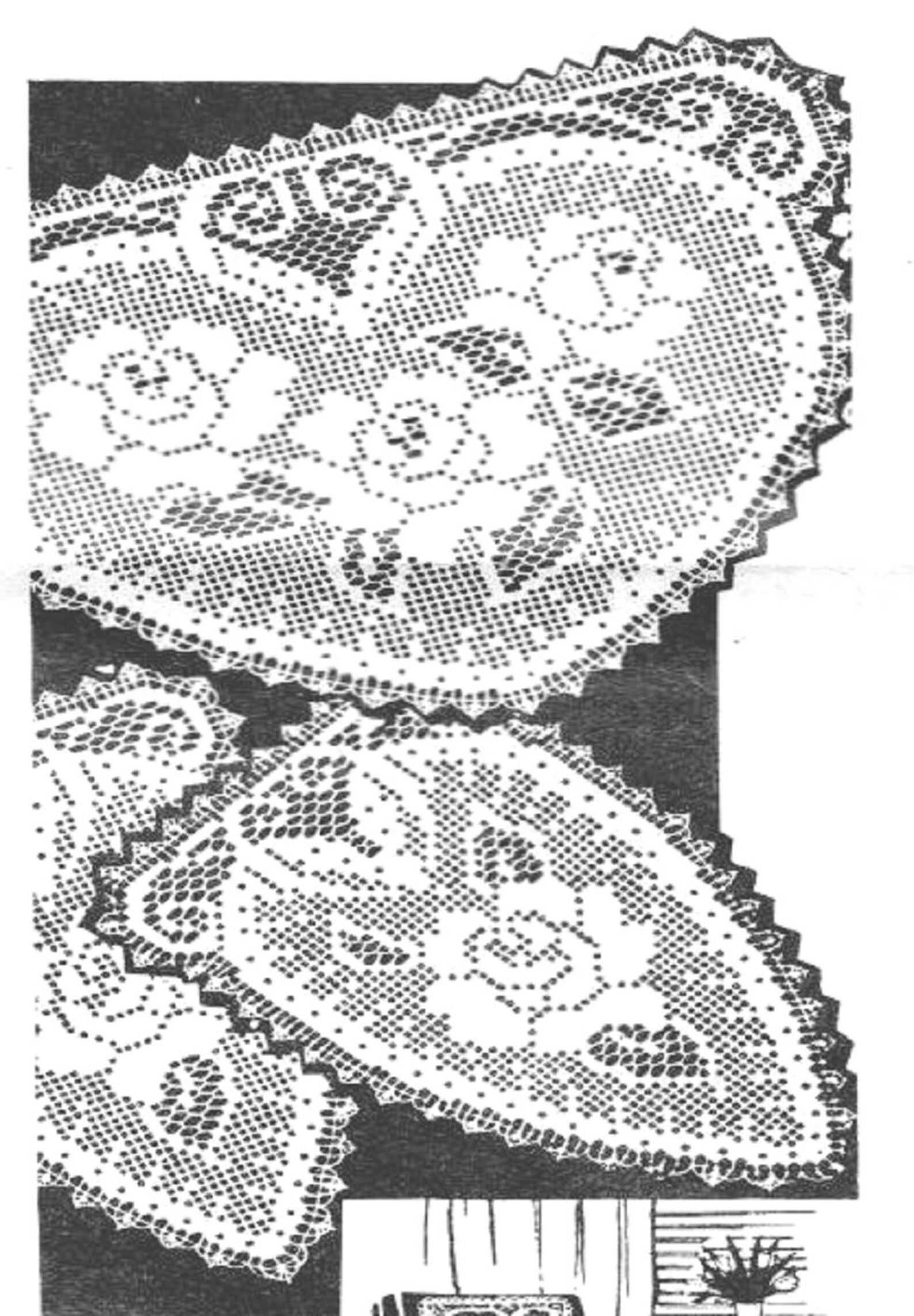 PDF Filet Crochet Pattern, Alice Brooks Roses Chair Back Set With ...