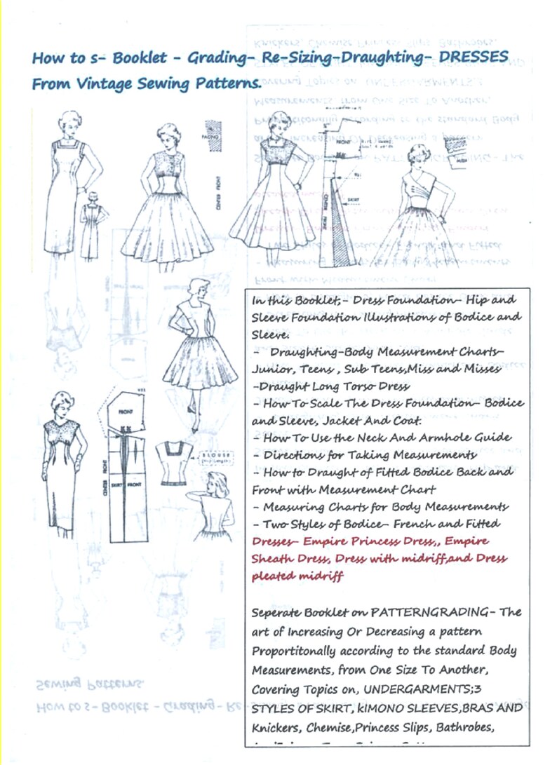 PDF Vintage Sewing Pattern Grading Draughting Resizing Adjusting ...