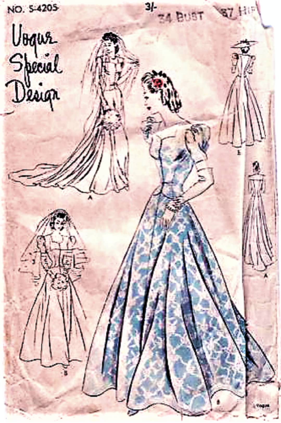 PDF Vogue Special Design S-4205 Sewing Pattern, Wedding Dress With ...