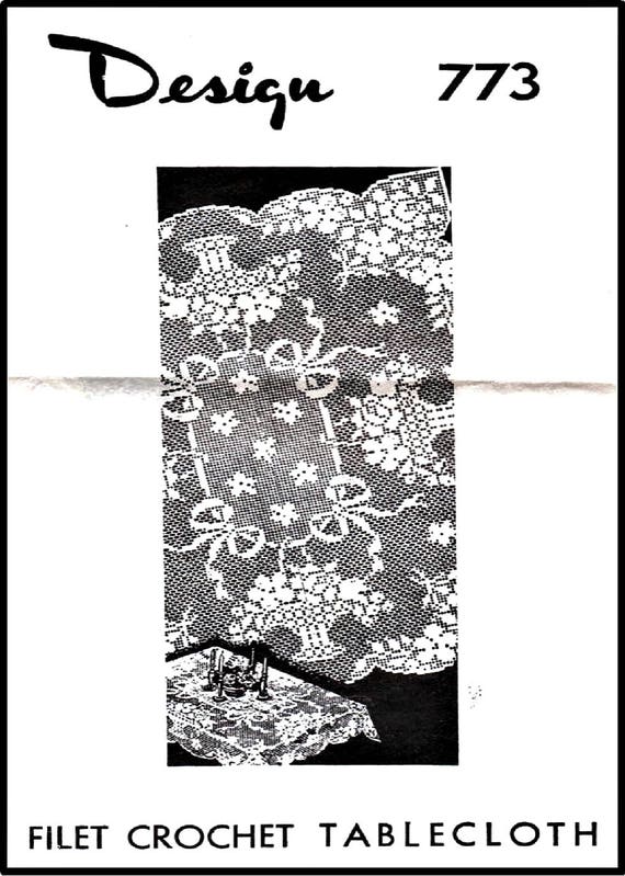 PDF Filet Crochet Tablecloth Pattern Design 773baskets and | Etsy