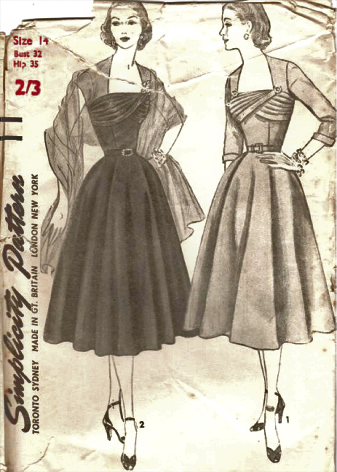 PDF Vintage 1950 Simplicity Sewing Pattern 8437 Size 14 Bust 32 Ins ...