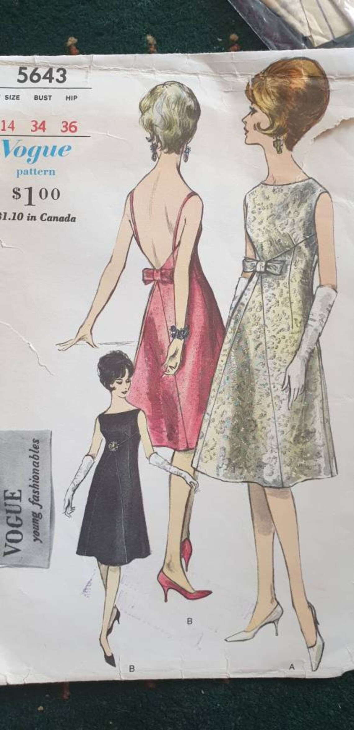 Vintage Vogue 1950 a Sewing Pattern 5643 Size 14 Bust 34 Ins - Etsy