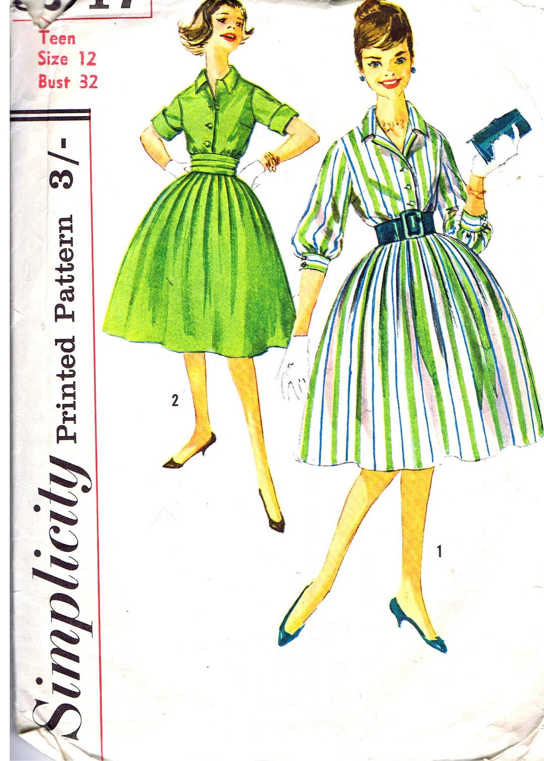 Vintage Simplicity 3047 Sewing Pattern Womens Dress Bust 32 Size 12 - Etsy