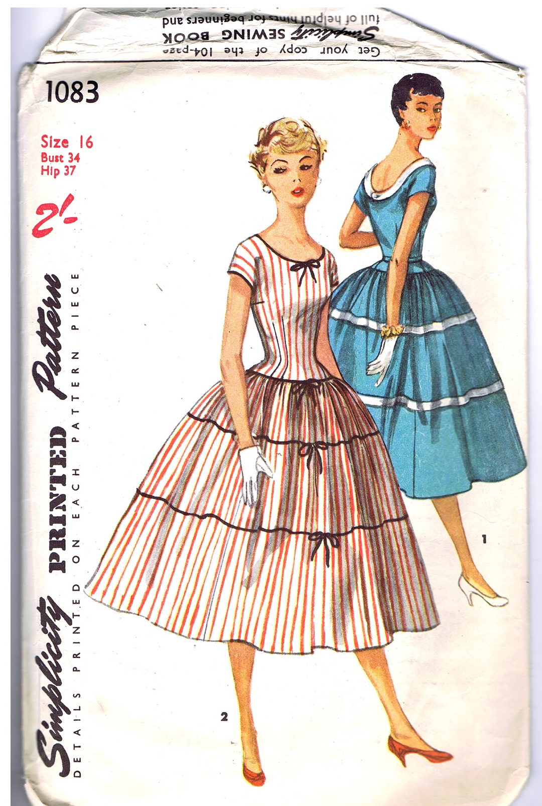 Vintage Simplicity Sewing Pattern Size 15 Bust 34 Inches Womens Dress ...