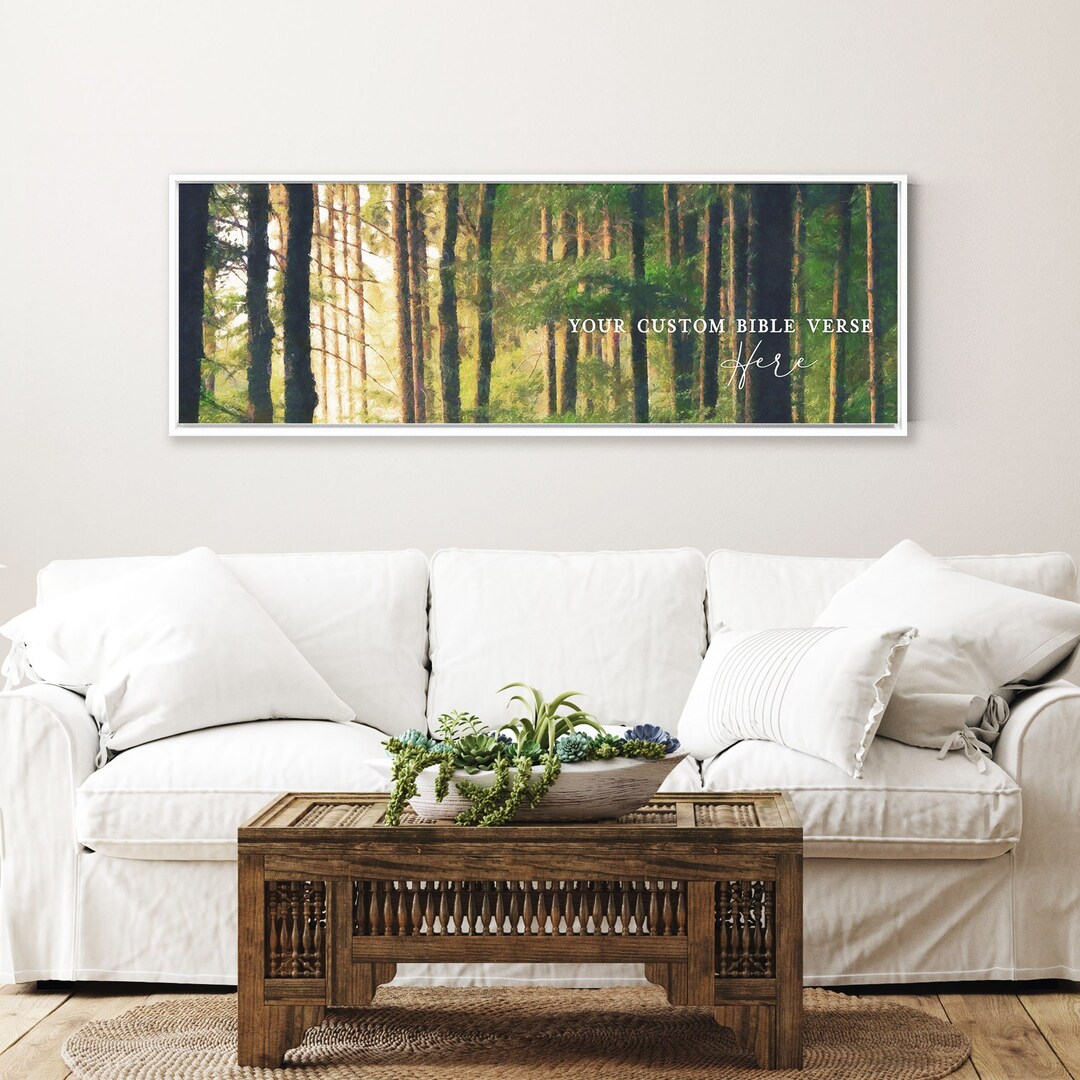Custom Bible Verse Canvas Sign: Forest Oil Painting, Inspirational Wall ...