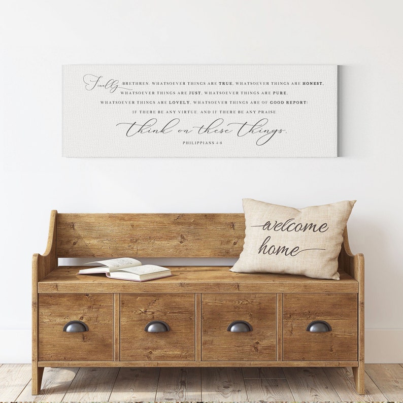 Think on These Things | Scripture Sign | Christian Wall Decor | Bible ...