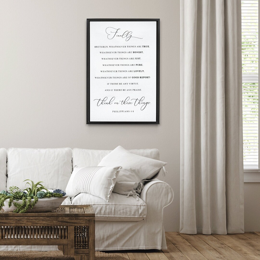 Think on These Things | Scripture Sign | Christian Wall Decor | Bible ...