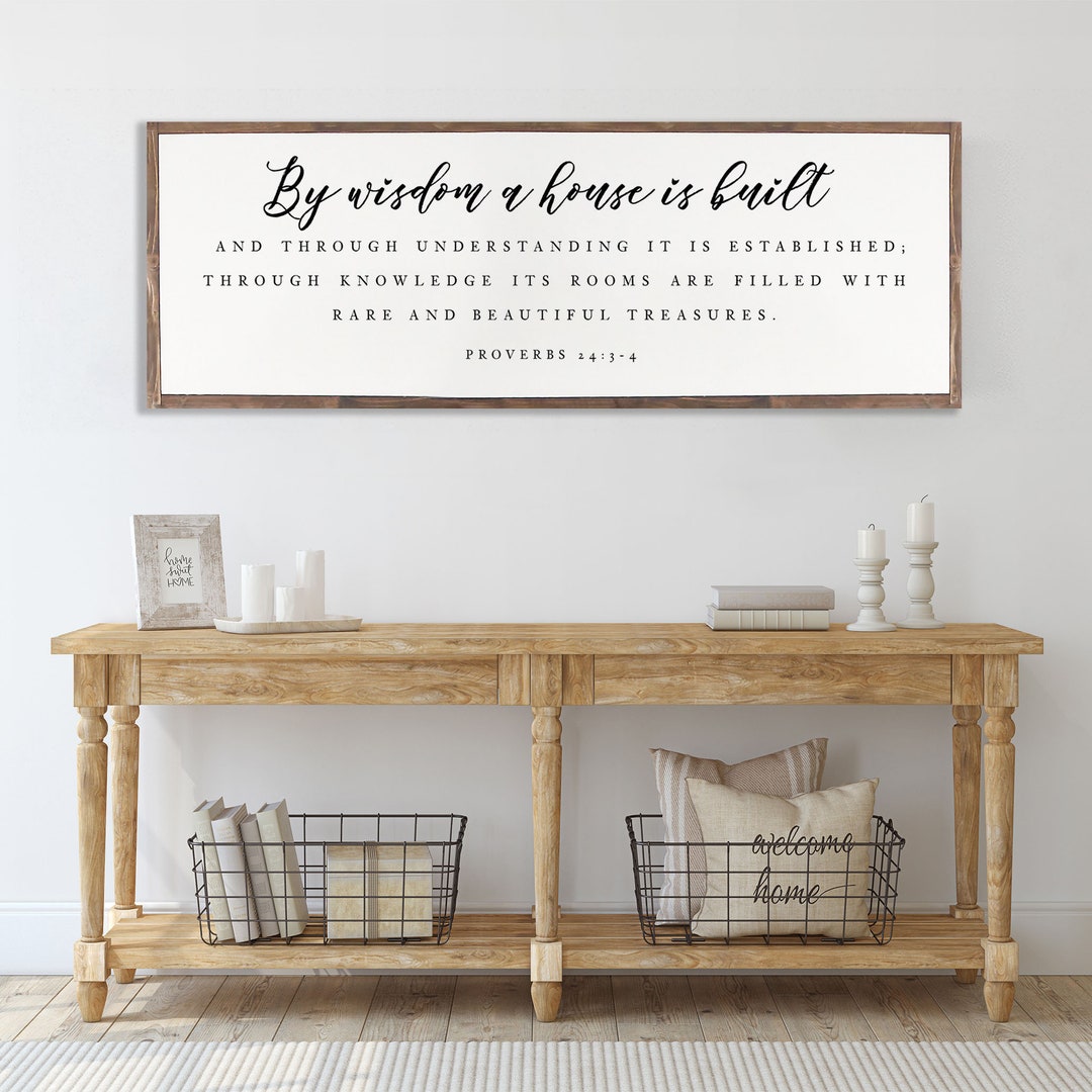 By Wisdom A House is Built -| Scripture Rustic Wood Sign | Christian ...