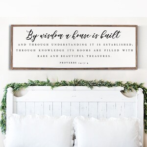 By Wisdom A House is Built -| Scripture Rustic Wood Sign | Christian ...