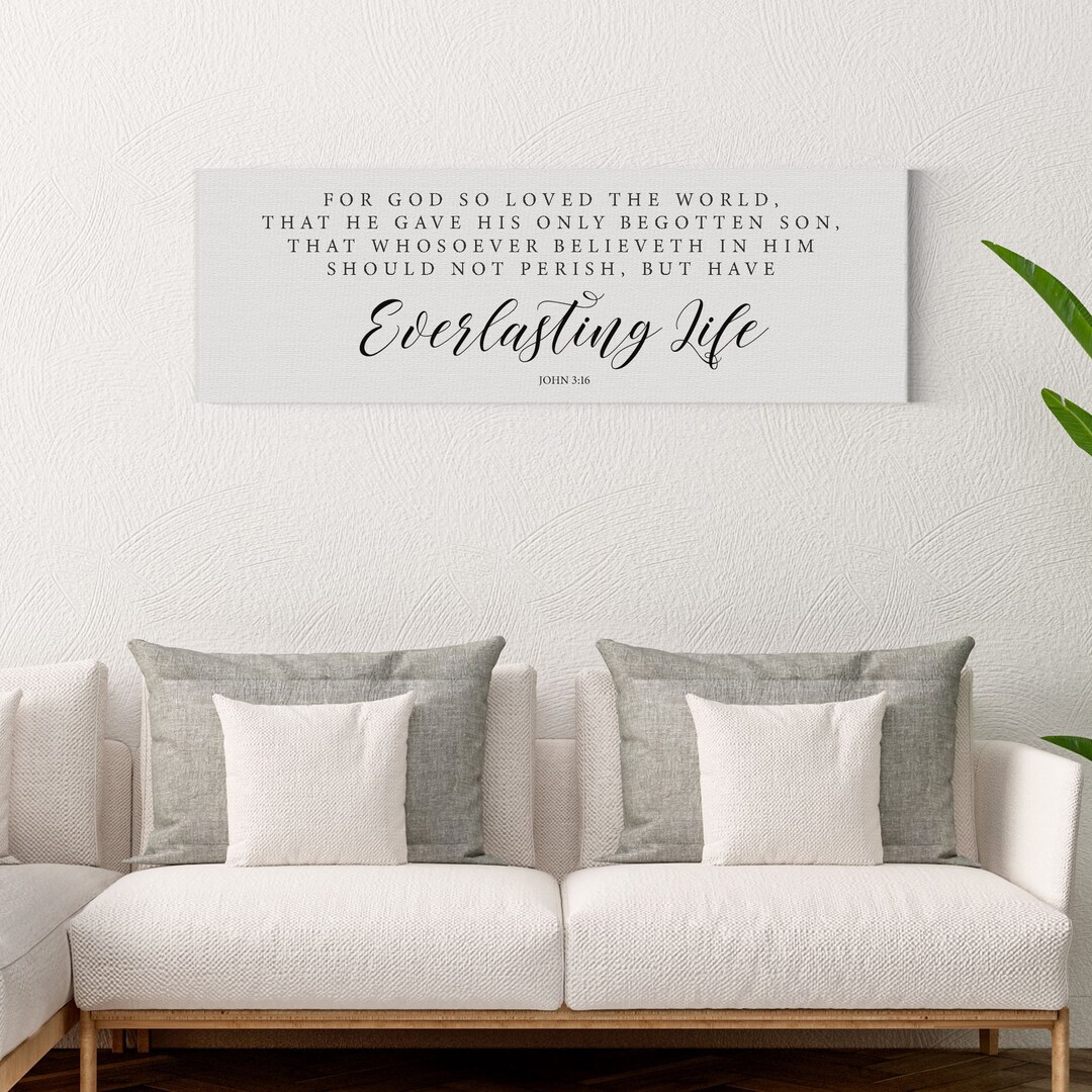 For God so Loved the World Sign, Scripture Canvas Wall Art, | John 3:16 ...