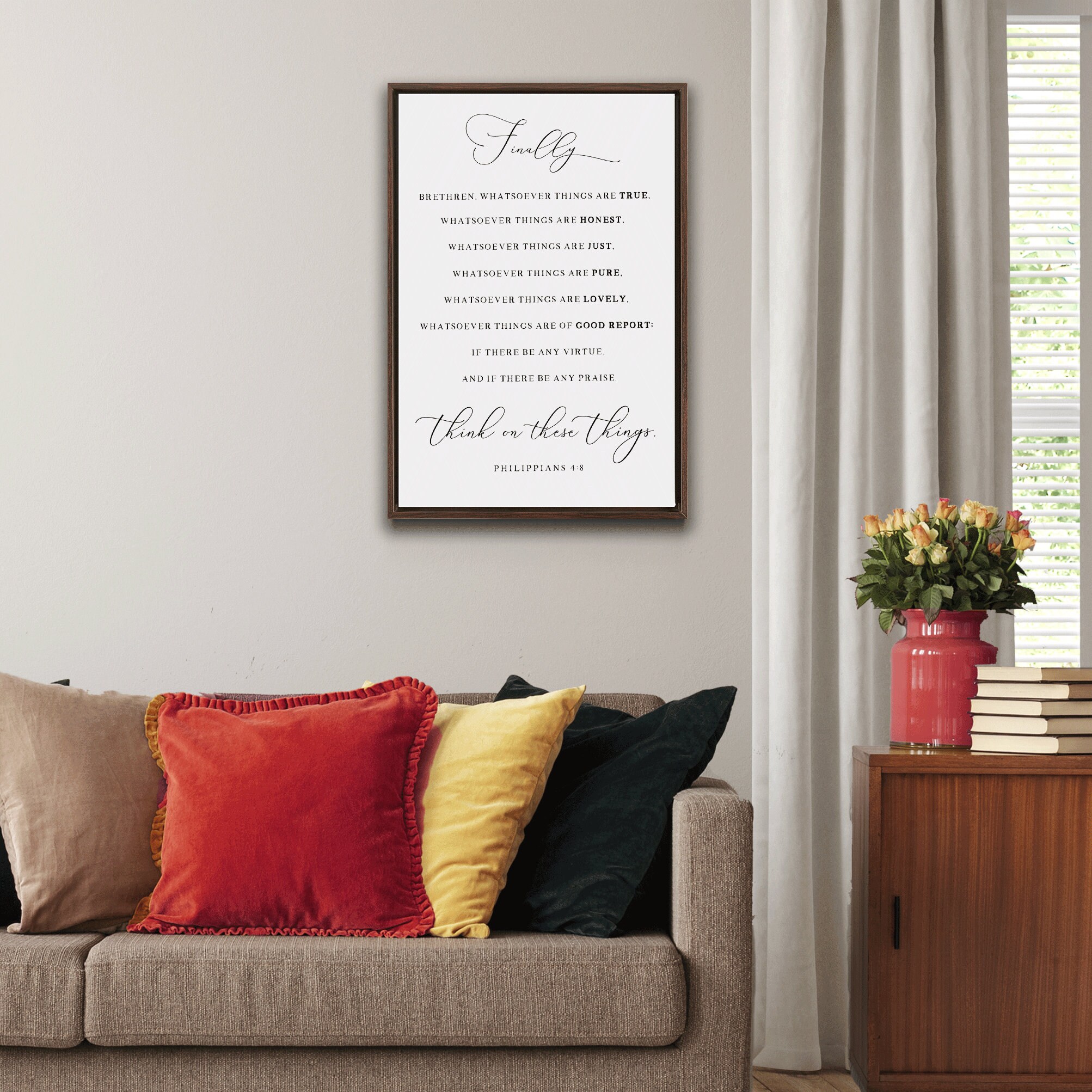 Think on These Things | Scripture Sign | Christian Wall Decor | Bible ...