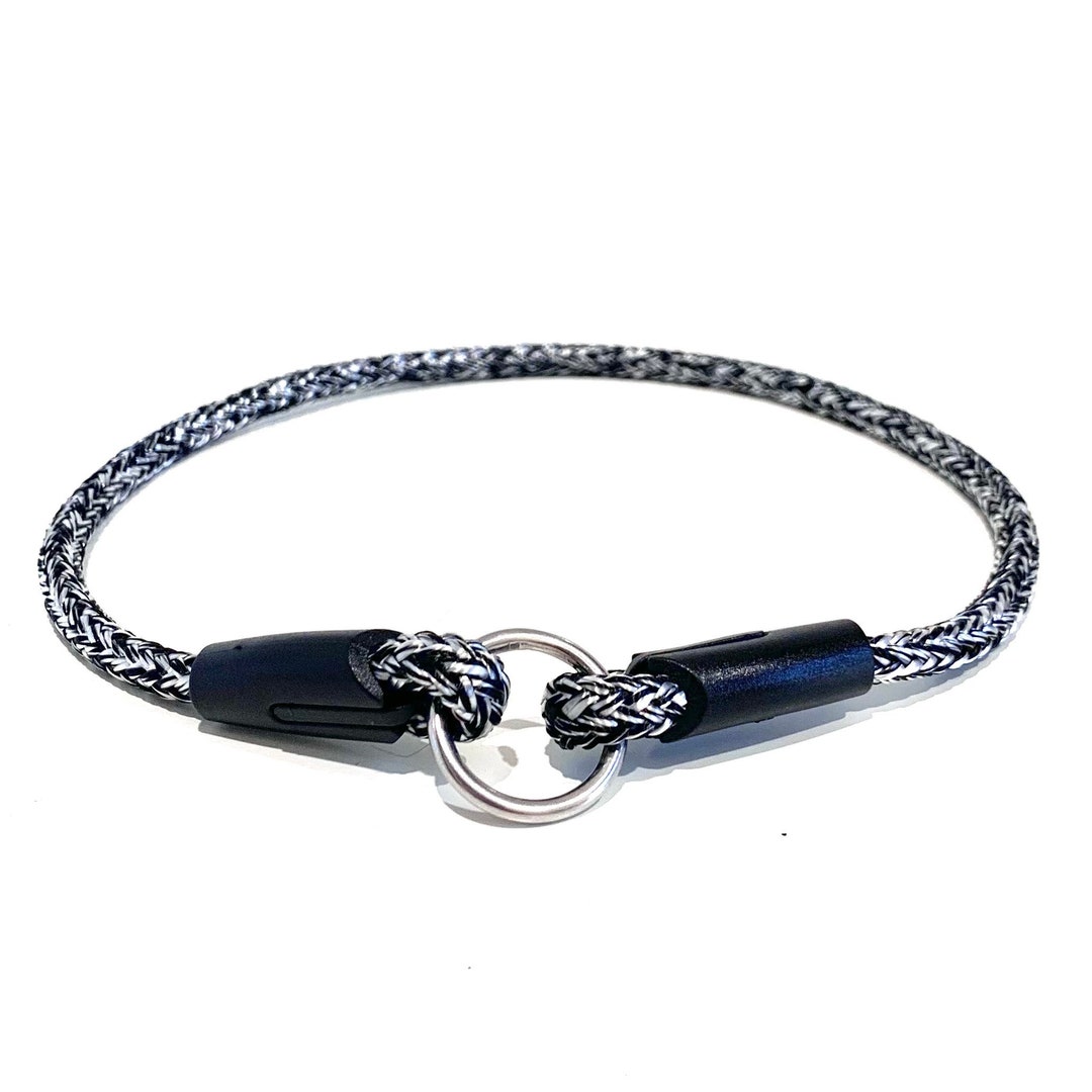 Rope House Collar, ID Tag Collar - Mottled Black and White - Etsy