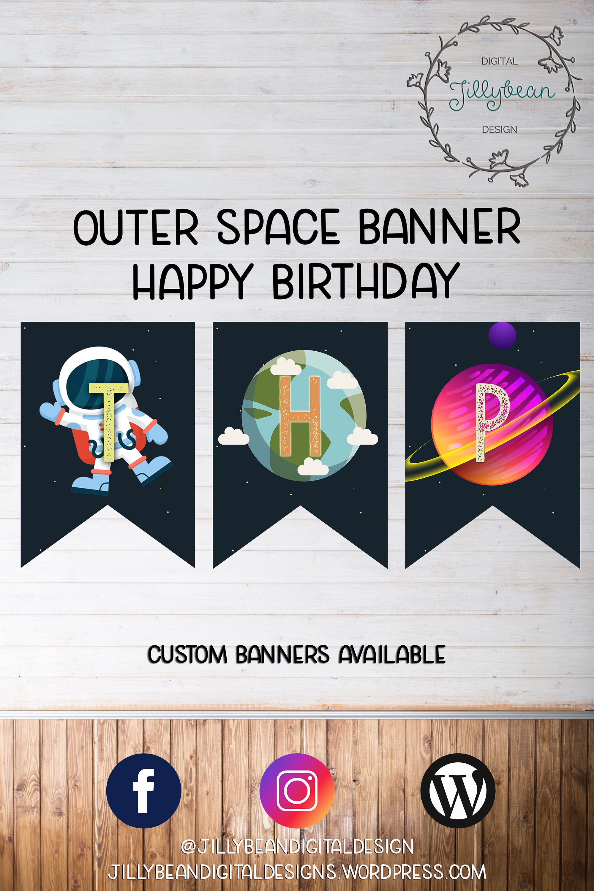 Outer Space Birthday Banner Bunting - Etsy