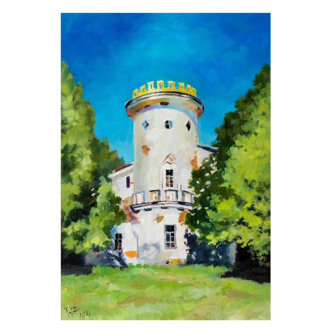Old White Tower of Neoclassical Romanticism Style Oil Painting ...