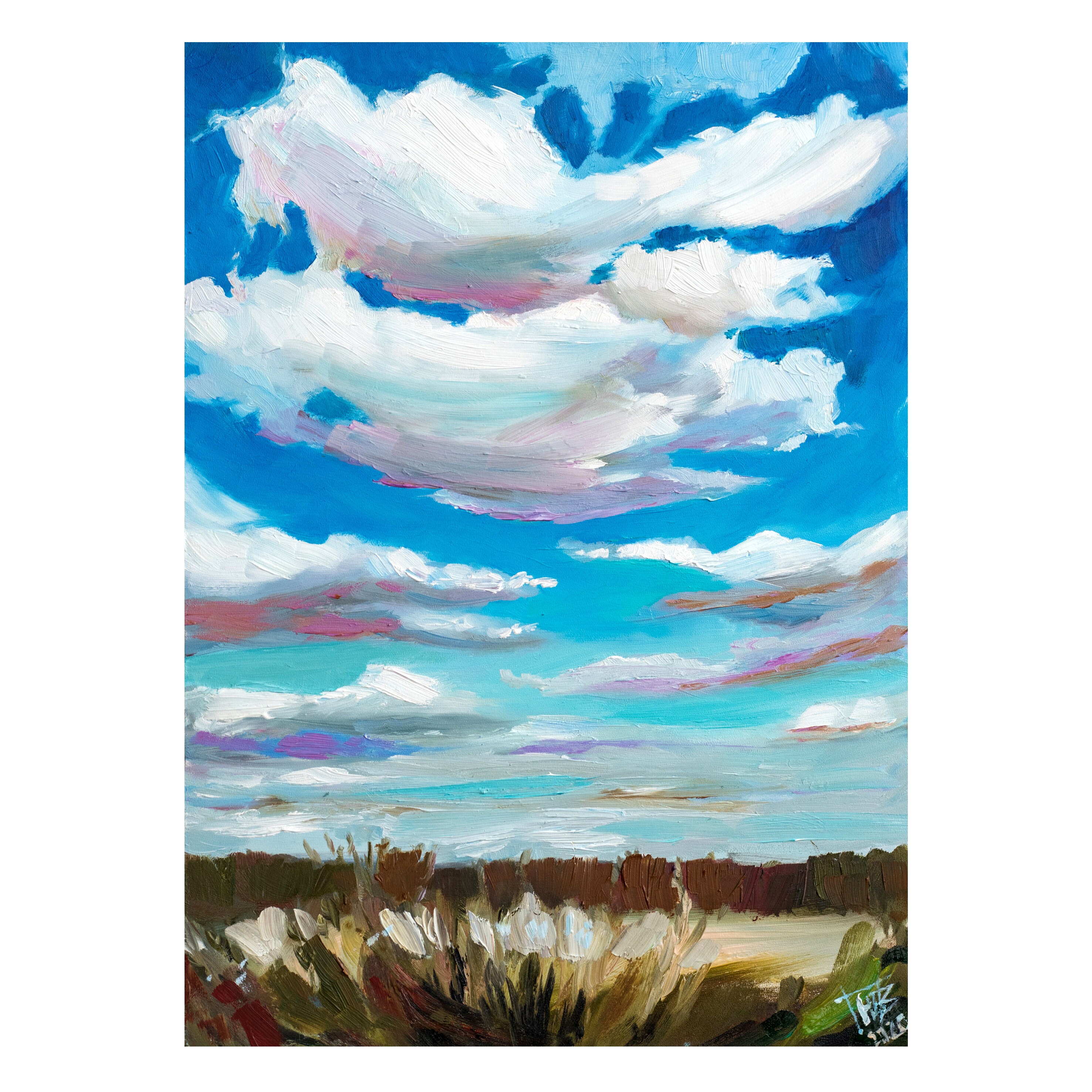 Clouds Oil Painting, Ukranian Blue Sky, Field Landscape, Original ...