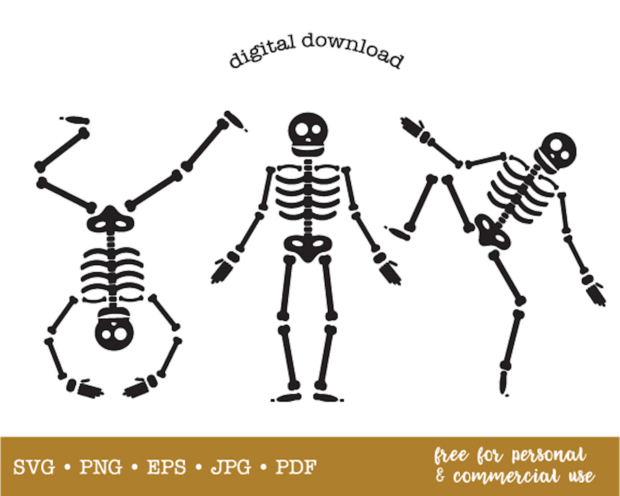 Dancing Skeletons SVG, Skeletons SVG, Halloween SVG, Cut File for ...
