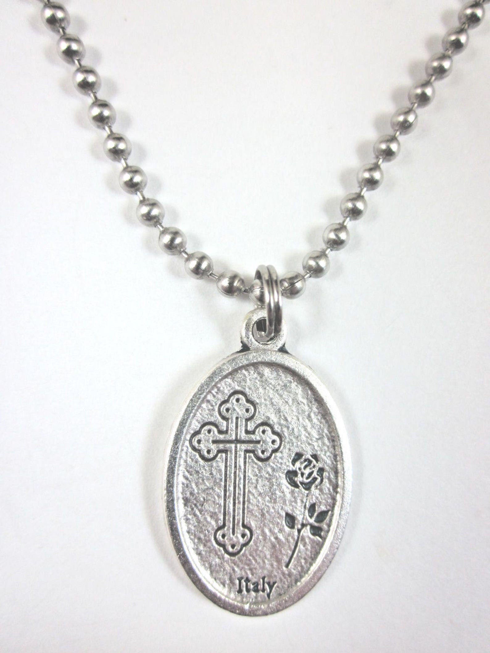 Holy Face / Cross Medal Pendant Necklace 24 Ball Chain - Etsy
