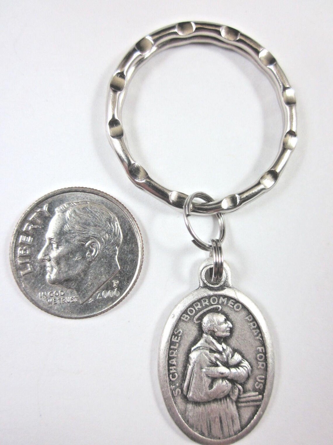 St Charles Borromeo Medal Italy Key Ring Gift Box & Prayer | Etsy