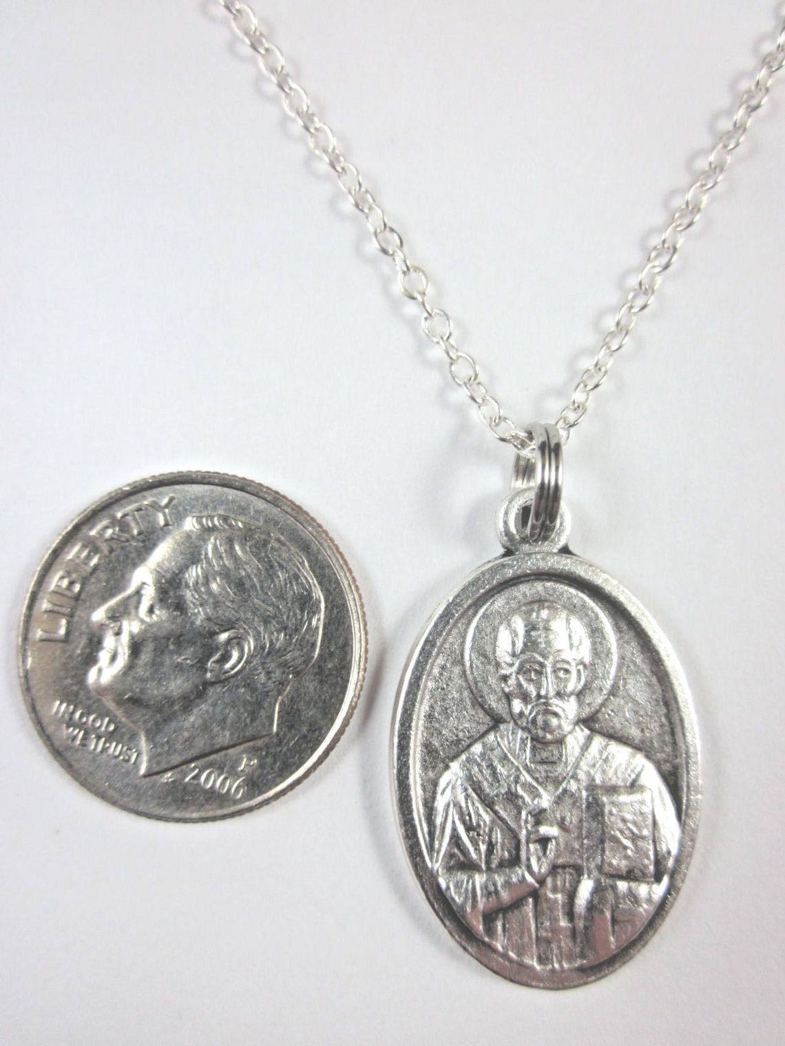 St Nicholas Medal Italy Pendant Necklace Ladies 20 Chain - Etsy