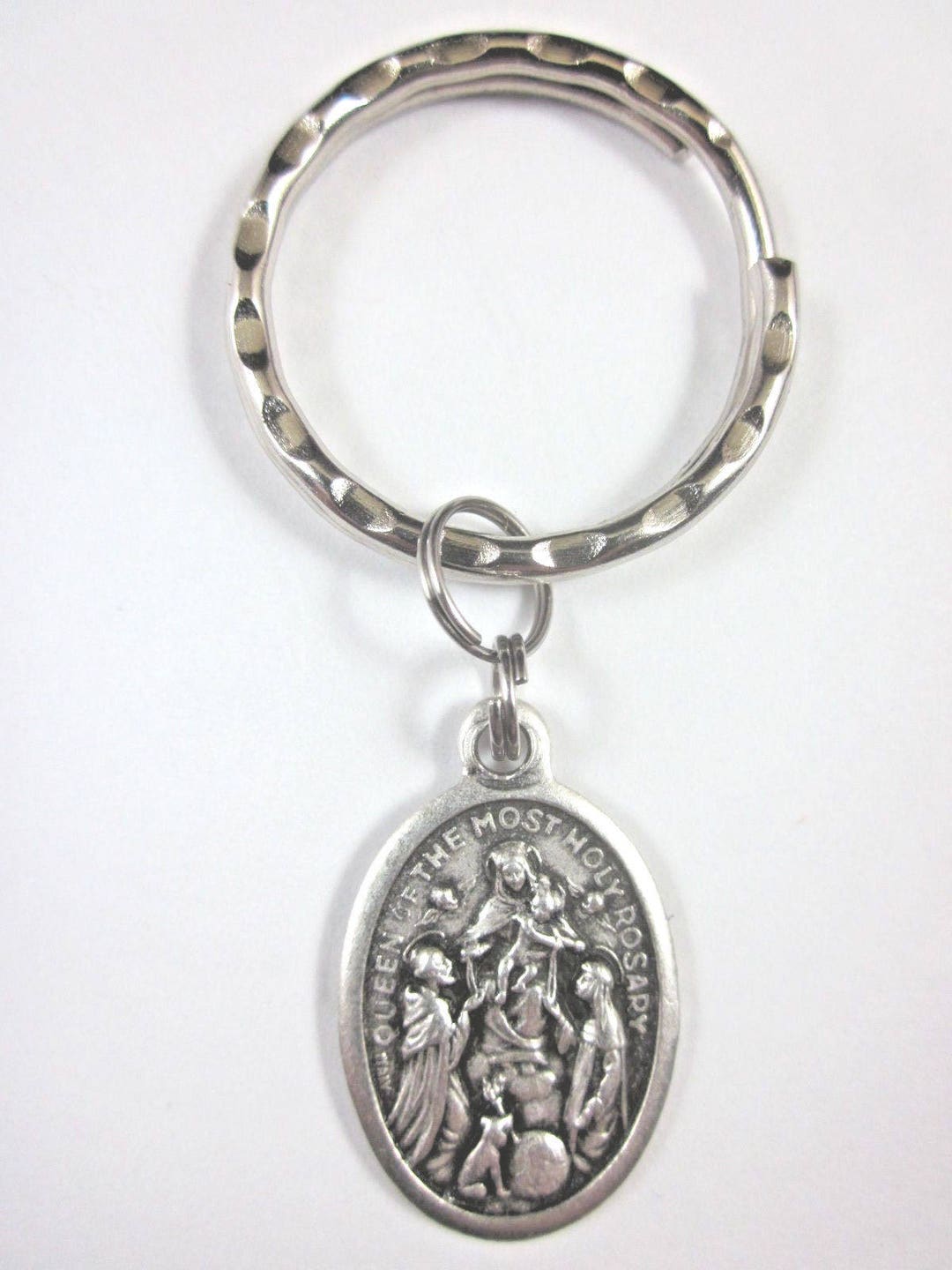 Queen of the Most Holy Rosary Medal Italy Key Ring Gift Box & Prayer ...