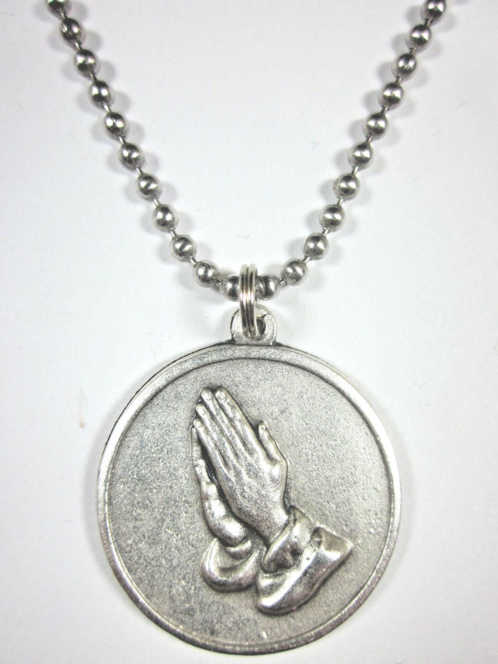 Praying Hands With Serenity Prayer Medal Pendant Necklace 24 Ball Chain ...