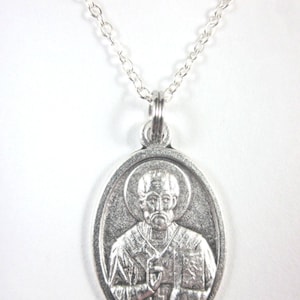 St Nicholas Medal Italy Pendant Necklace Ladies 20" Chain Gift Box ...
