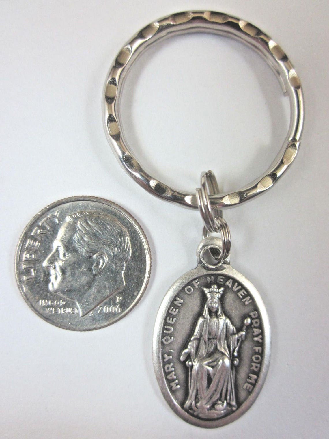 Mary Queen of Heaven Medal Italy Key Ring Gift Box & Prayer | Etsy
