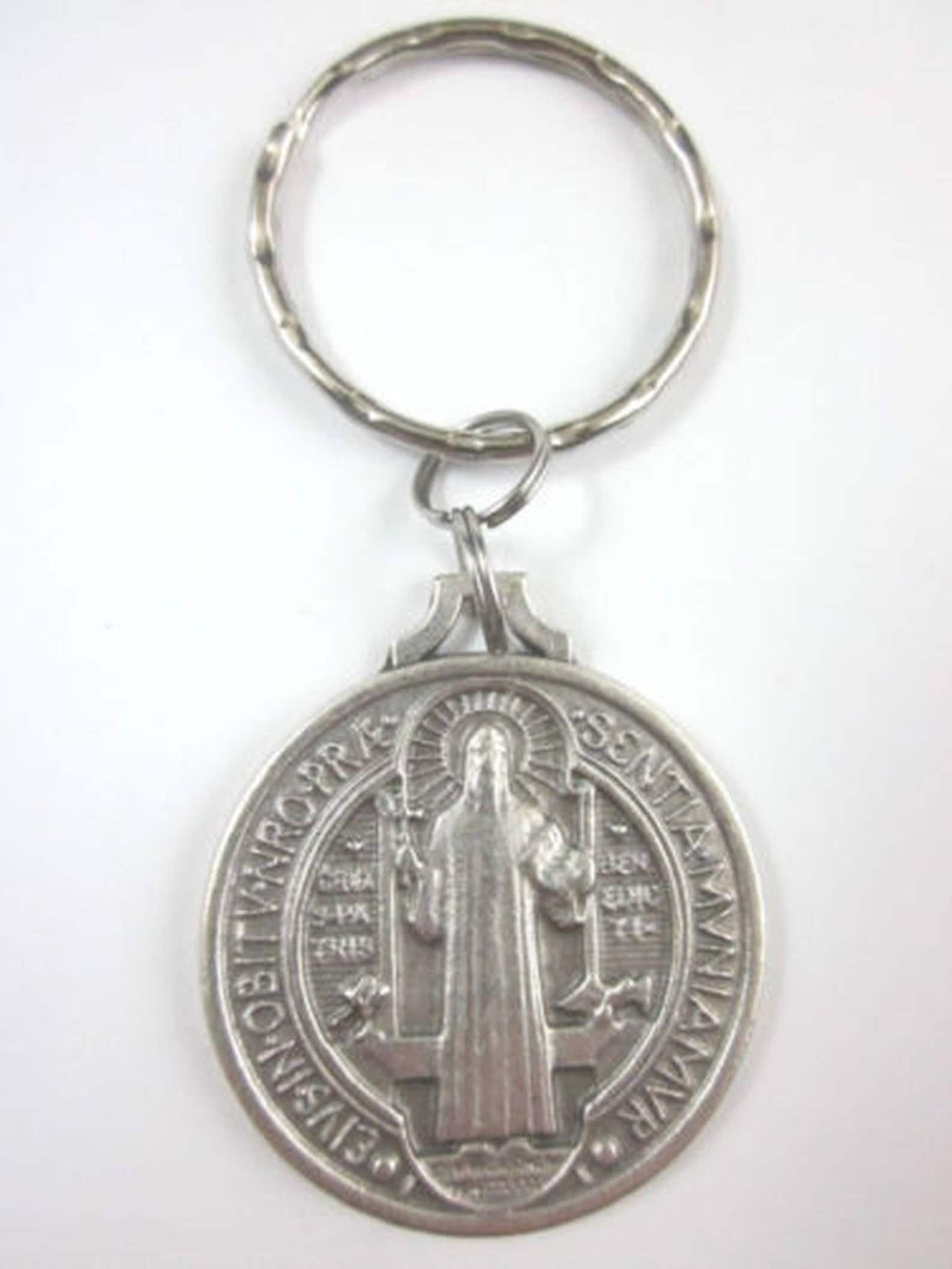 St Benedict Medal 1 1/2" Italy Key Ring W/ Gift Box & Prayer Card - Etsy