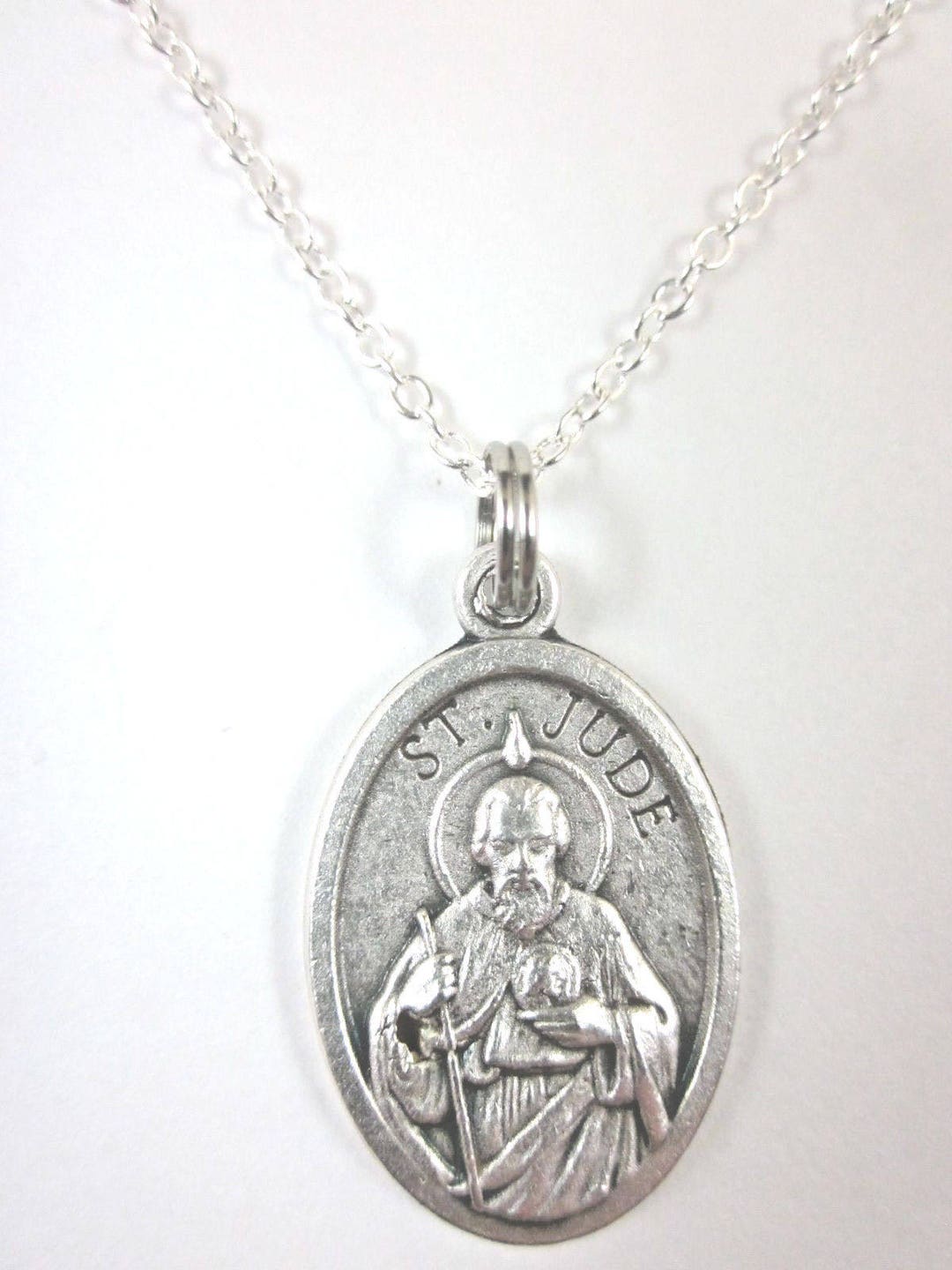 St Jude / Cross Medal Italy Pendant Necklace Ladies 20" Chain Gift Box ...