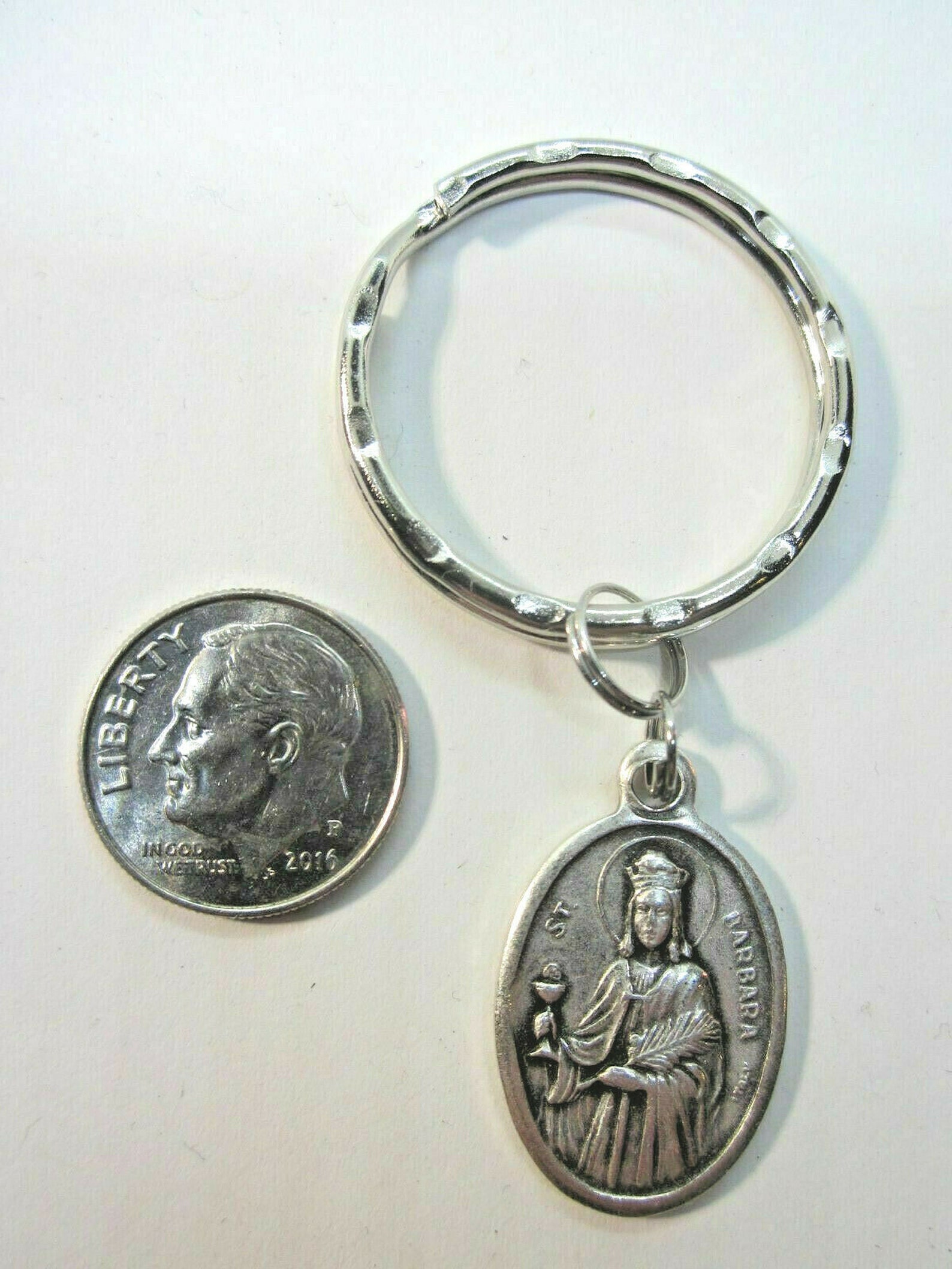 St Barbara Medal Italy Key Ring W/ Gift Box & Prayer Card - Etsy