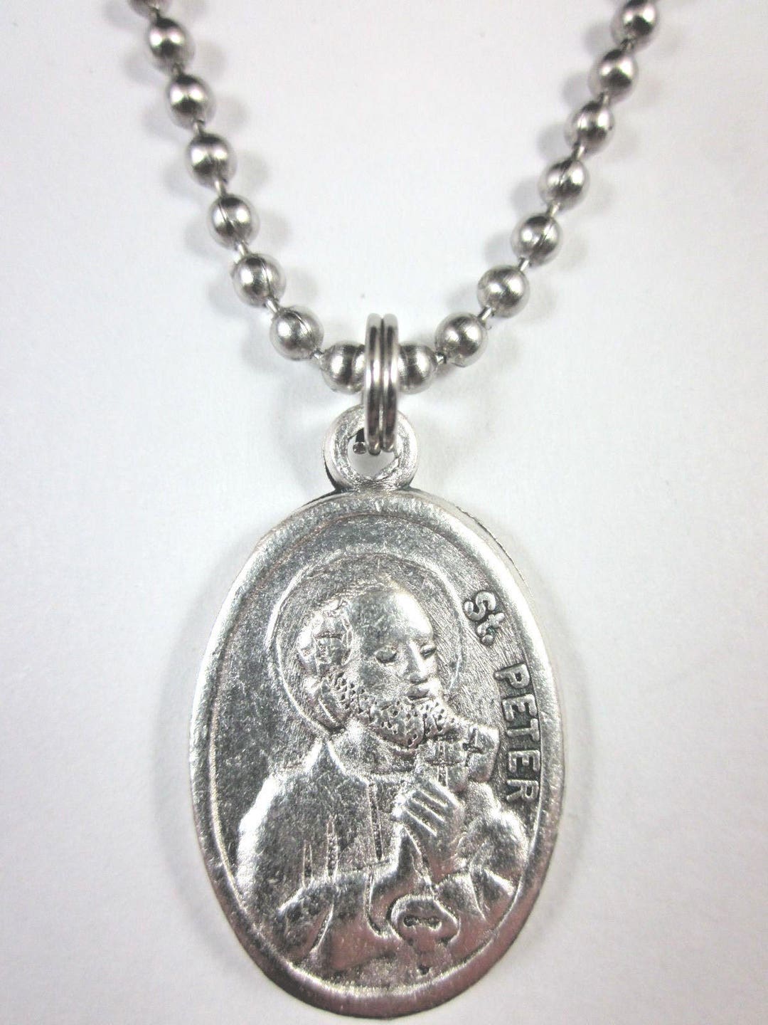 St Peter / St Paul Medal Pendant Necklace 24" Ball Chain Gift Box ...