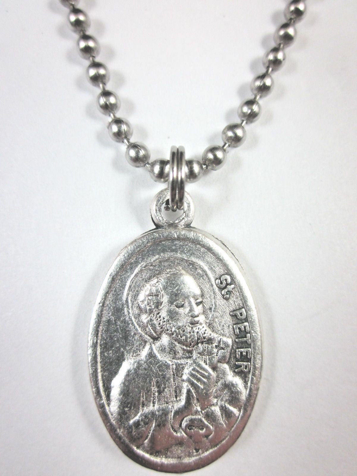 St Peter / St Paul Medal Pendant Necklace 24" Ball Chain Gift Box ...