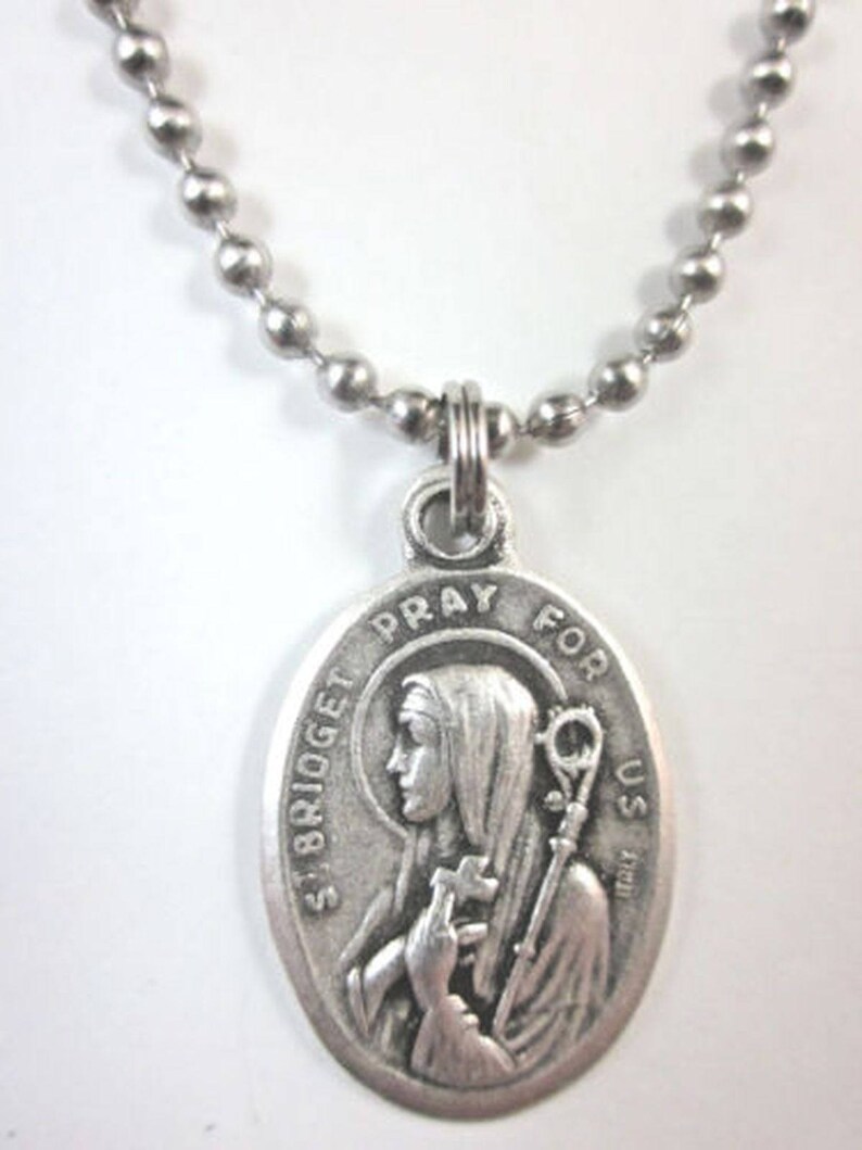 St Bridget (brigid) Medal Italy Pendant Necklace 24" Ball Chain Gift ...