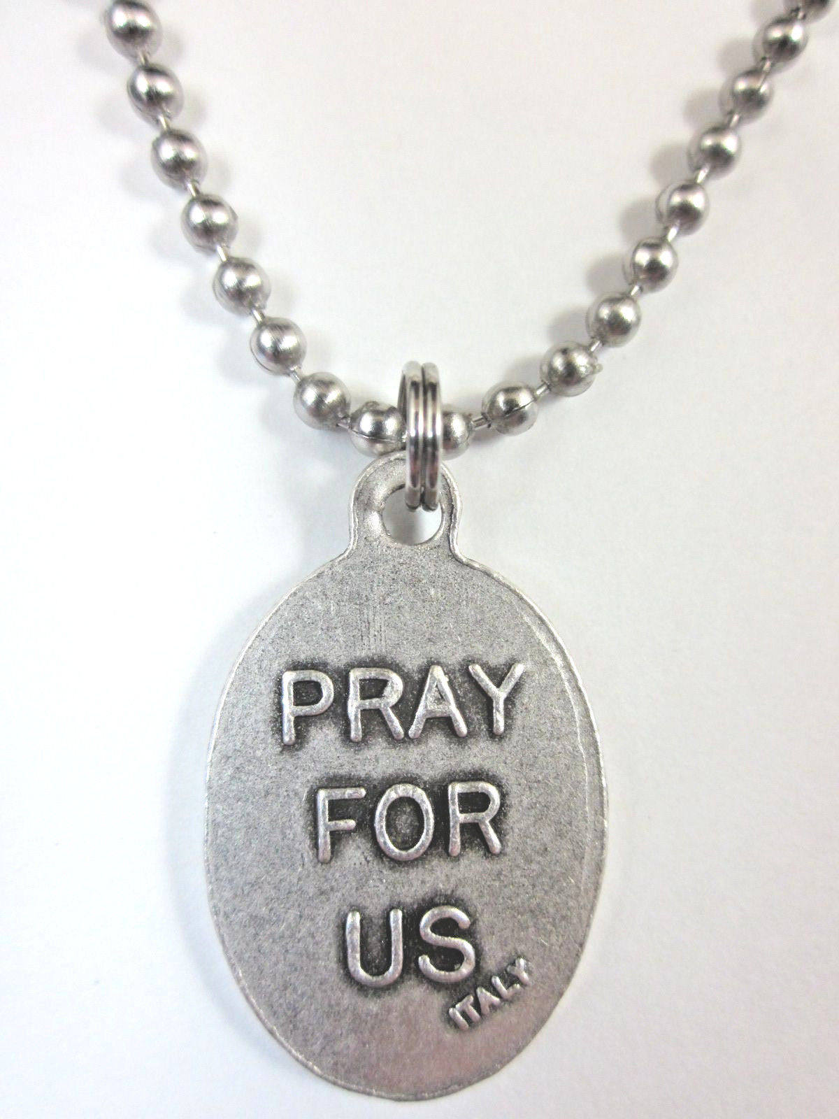 St Blaise Medal Italy Pendant Necklace 24" Ball Chain Gift Box & Prayer ...