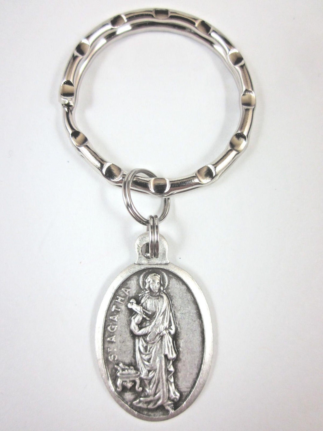 St Agatha Medal Italy Key Ring W/ Gift Box & Prayer Card - Etsy