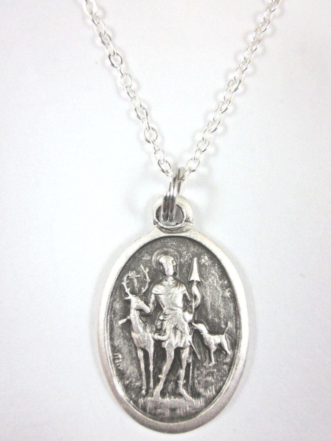 St Hubert Medal Italy Pendant Necklace Ladies 20" Chain Gift Box ...