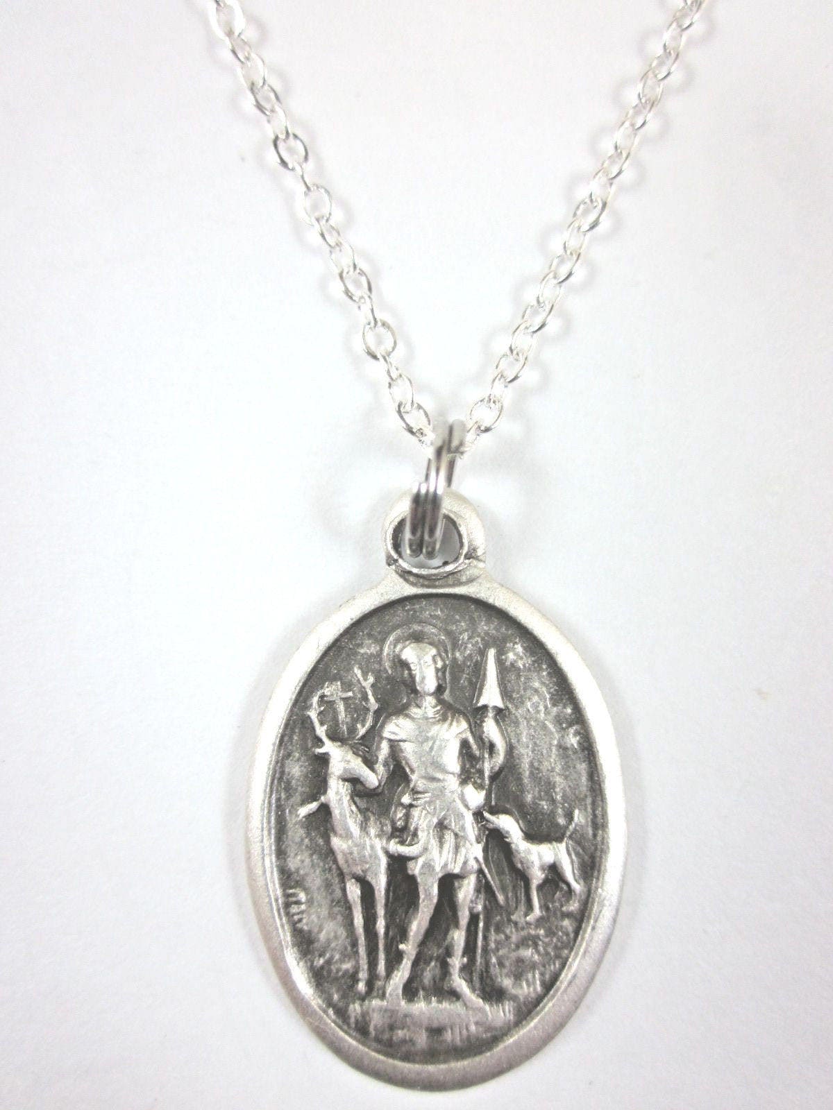 St Hubert Medal Italy Pendant Necklace Ladies 20" Chain Gift Box ...