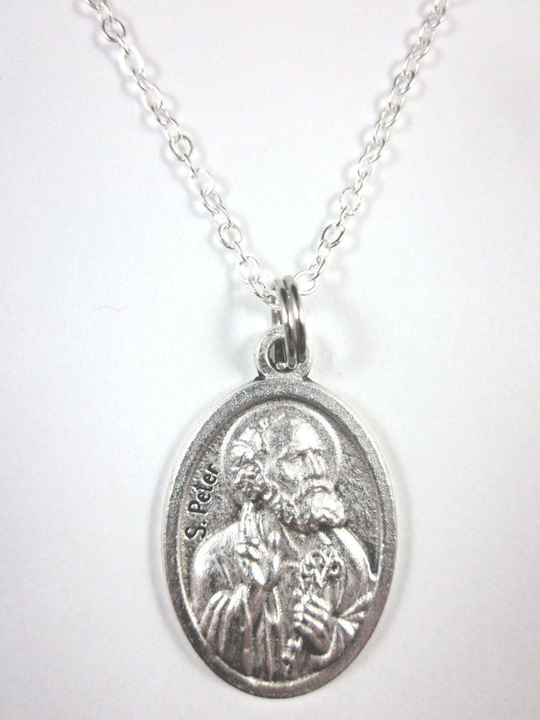 St Peter Medal Italy Pendant Necklace Ladies 20 Chain Gift Box & Prayer ...